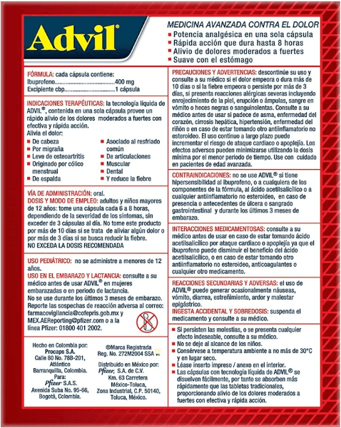 Advil 400 Mg Con 20 Tabletas Rojo – Farmacia Herrera