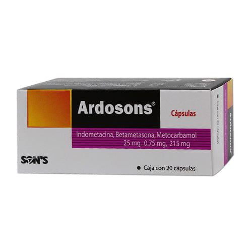 Indometacina Betametasona Ardosons 25 0 75 215 Mg Con 20 Capsulas