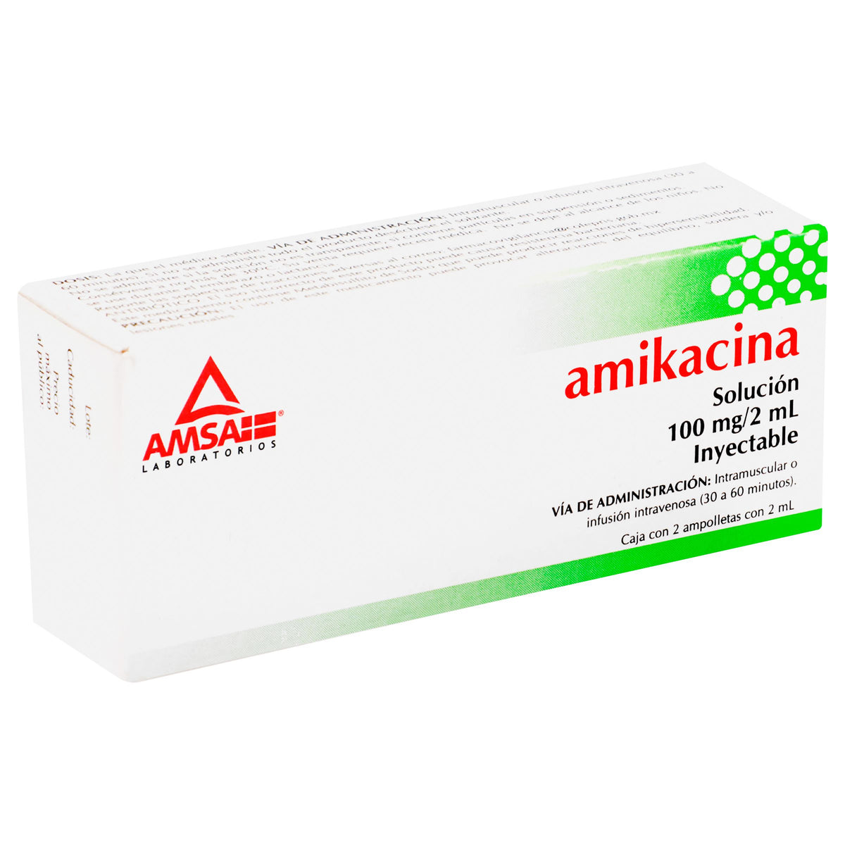 Amikacina Inyectable 100 Mg / 2 Ml Pediatrica 2 Ampulas Amsa Generico ...